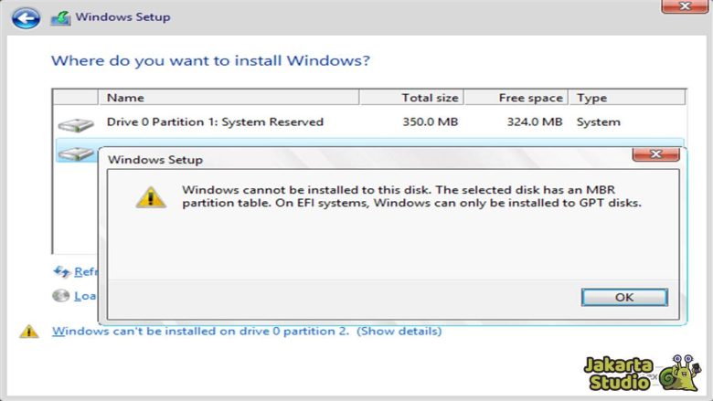 Cara Mengatasi Windows Cannot be Installed to This Disk