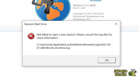 Penyebab Error SEB Failed to Start a New Session