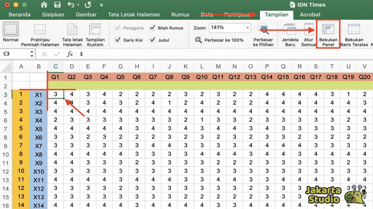 Cara Bekukan Baris dan Kolom di Excel Dengan Mudah