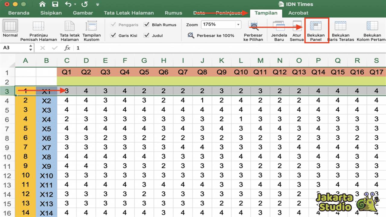 Cara Bekukan Baris dan Kolom di Excel Dengan Mudah