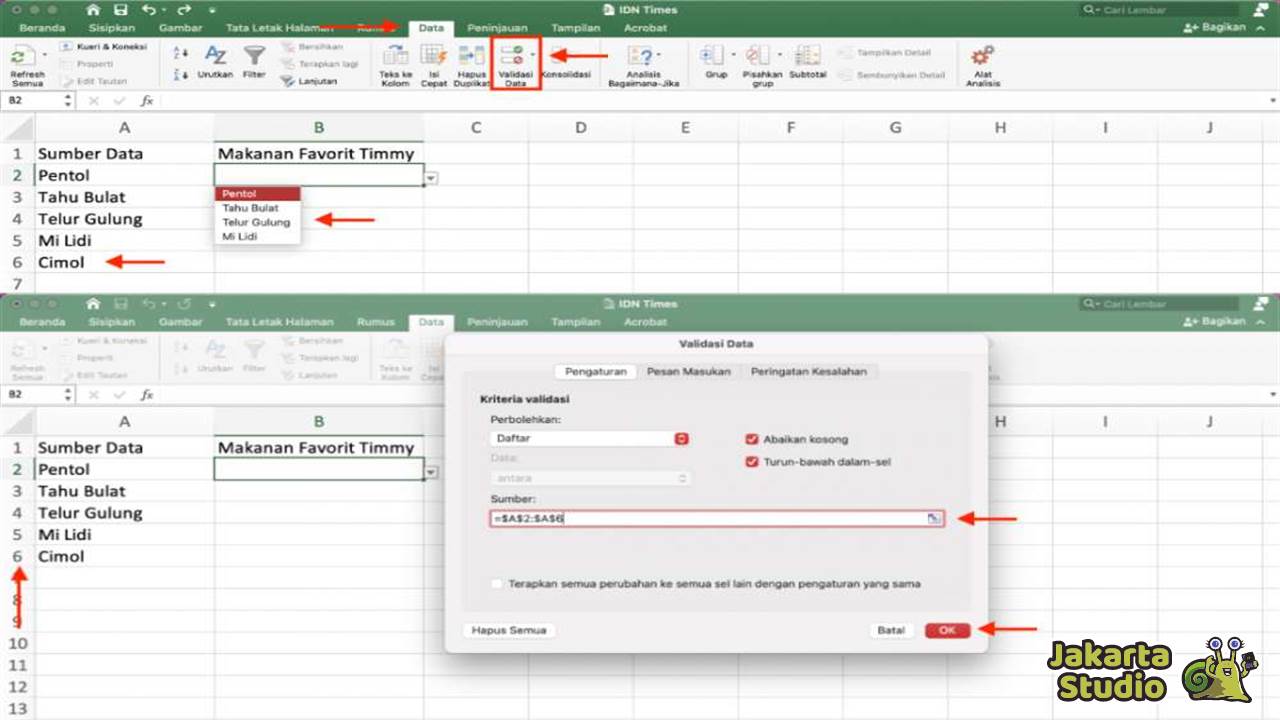 Cara Mudah Membuat Drop Down List di Excel Cara Mudah Membuat Drop Down List di Excel