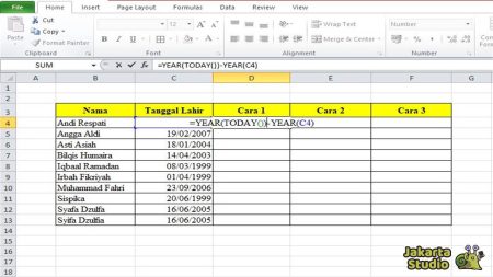 3 Rumus Excel untuk Menghitung Umur Secara Otomatis