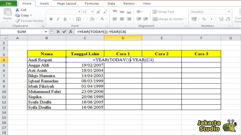 3 Rumus Excel untuk Menghitung Umur Secara Otomatis