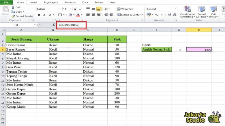 Cara Menggunakan Rumus SUM, SUMIF, dan SUMIFS di Excel