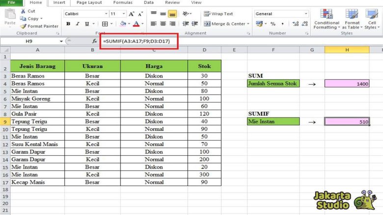 Cara Menggunakan Rumus SUM, SUMIF, dan SUMIFS di Excel