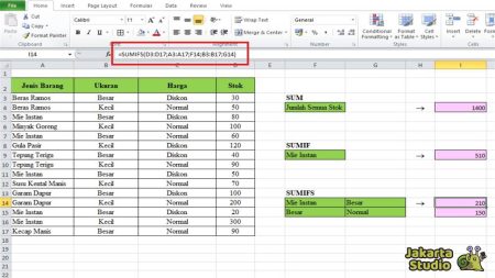 Cara Menggunakan Rumus SUM, SUMIF, dan SUMIFS di Excel