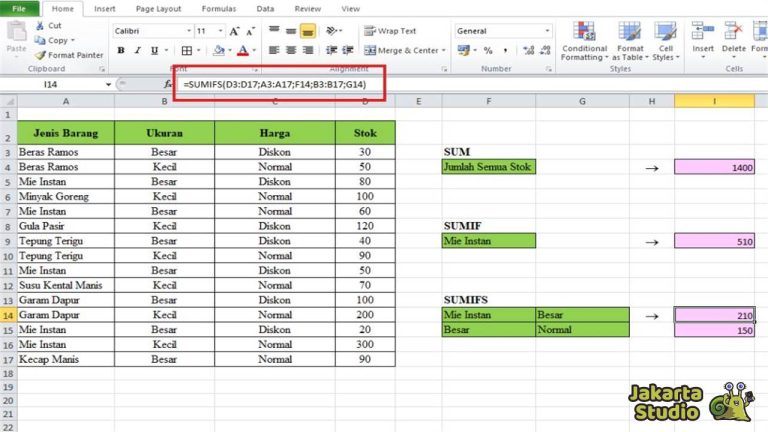 Cara Menggunakan Rumus SUM, SUMIF, dan SUMIFS di Excel