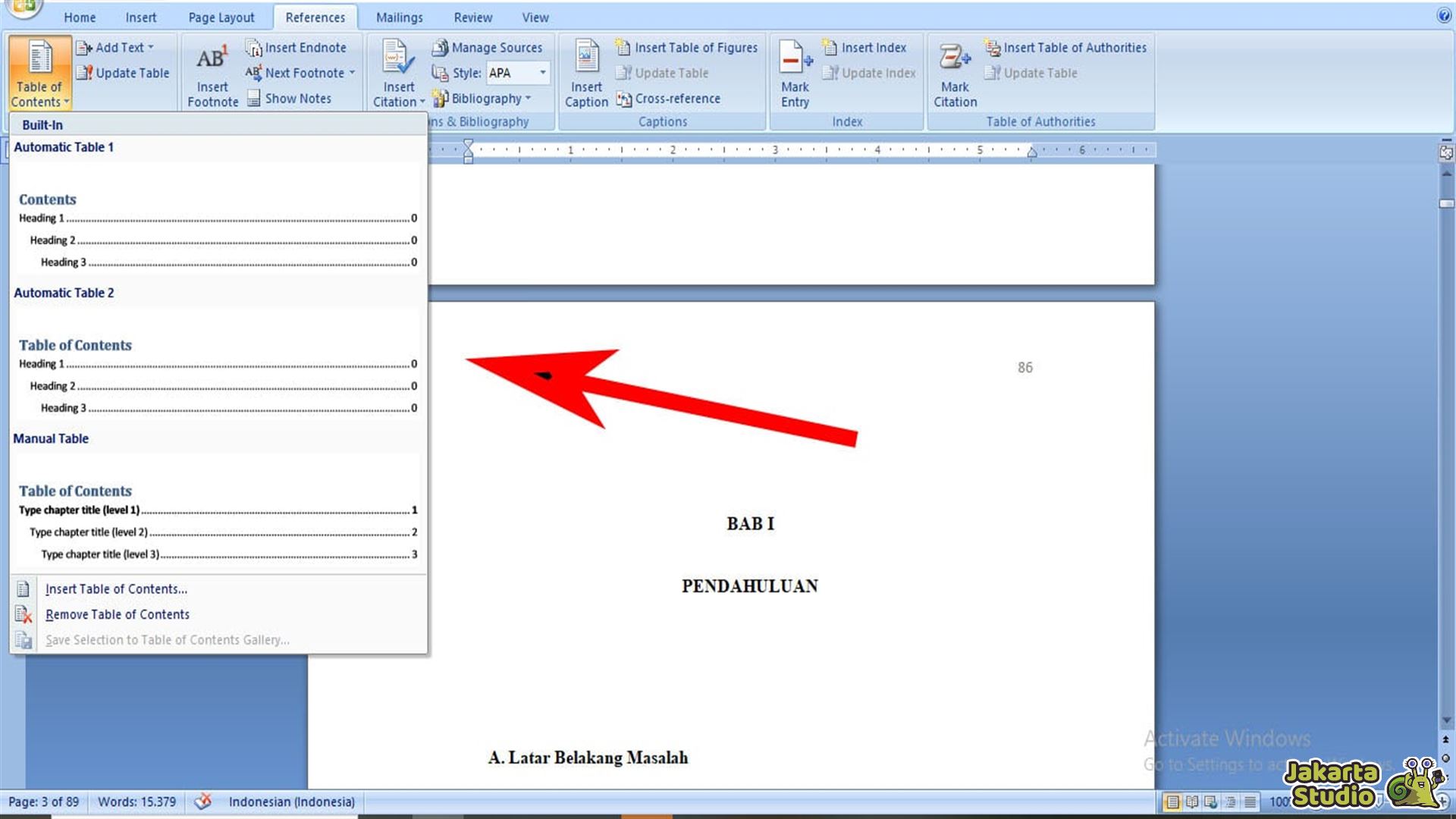 Cara Membuat Titik-Titik Daftar Isi di Microsoft Word